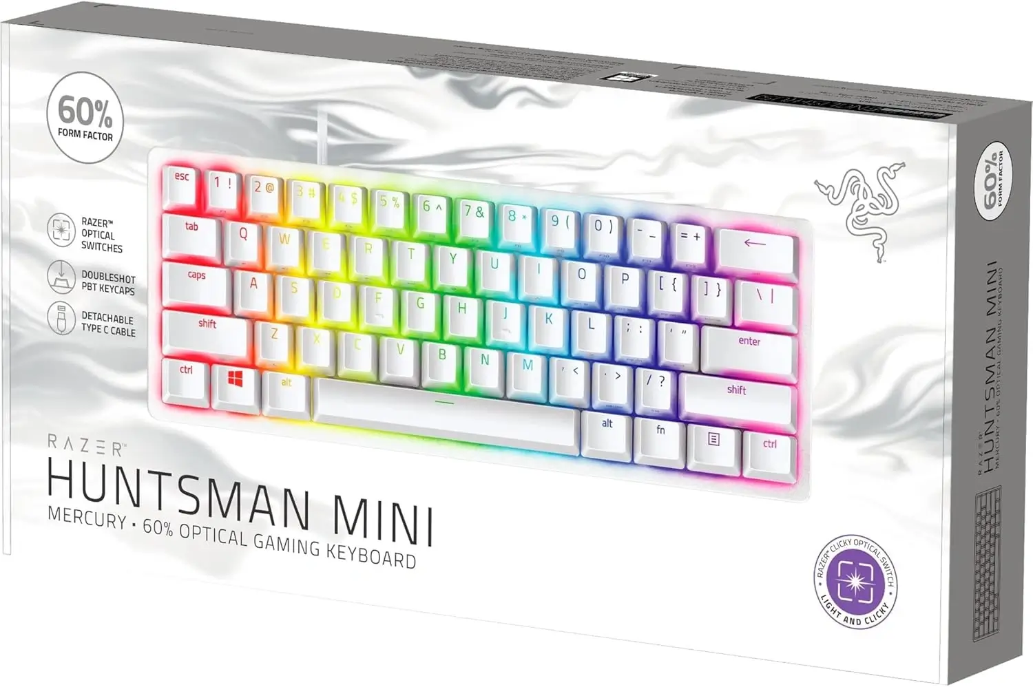 Razer Huntsman Mini Clicky Optical RGB Gaming Keyboard Mercury Purple ...