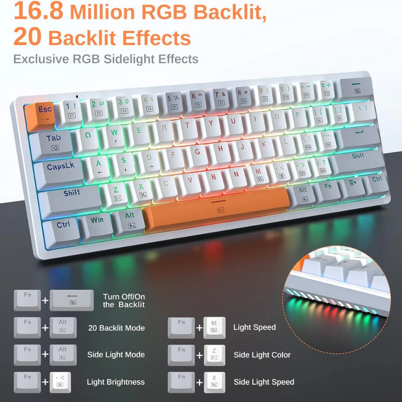 Redragon K642-RGB Akali Wired Gaming Mechanical Keyboard - K642WGO-RGB ...